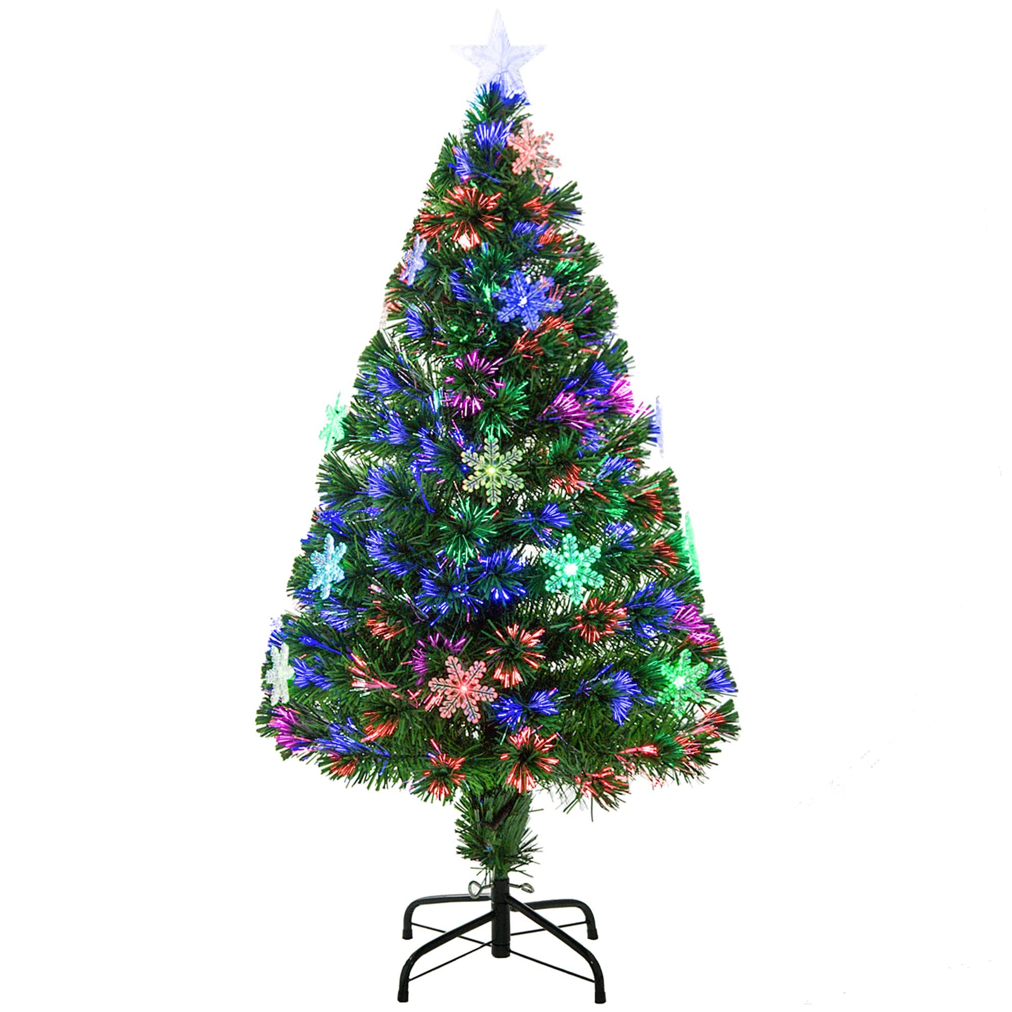 HOMCOM 4FT Green Fibre Optic Artificial Christmas Tree Xmas Colourful ...