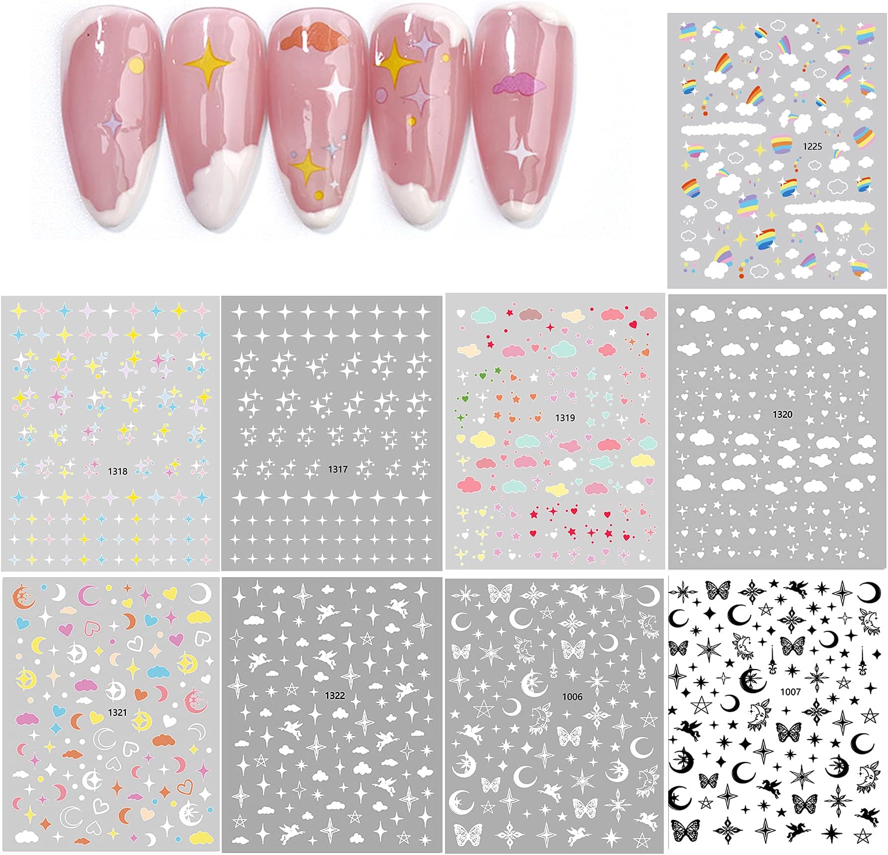 WELANE Nail Art Stickers, 30 Sheets 3D Self Adhesive Elegant Nail ...