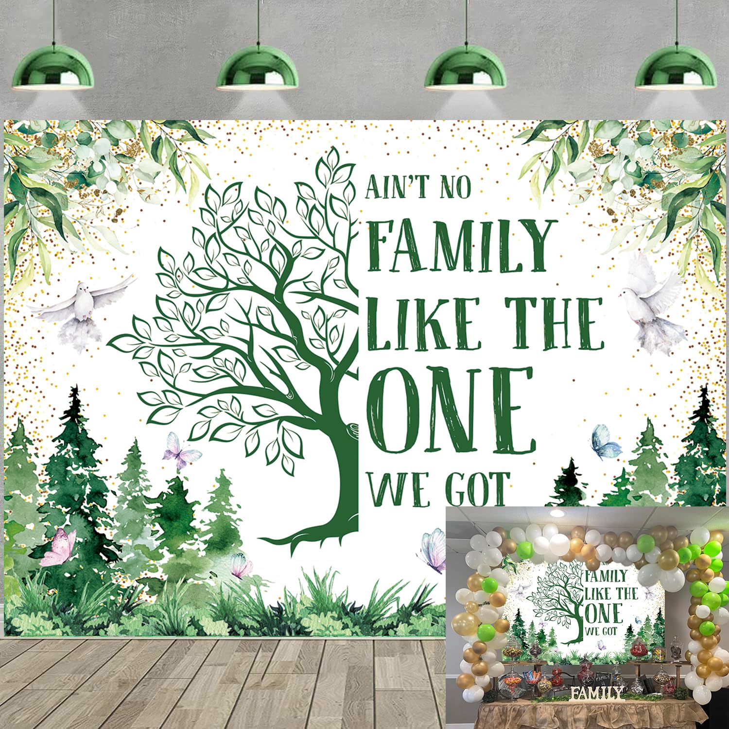 Amazon.com : Family Reunion Backdrop Green Family Tree Reunion ...