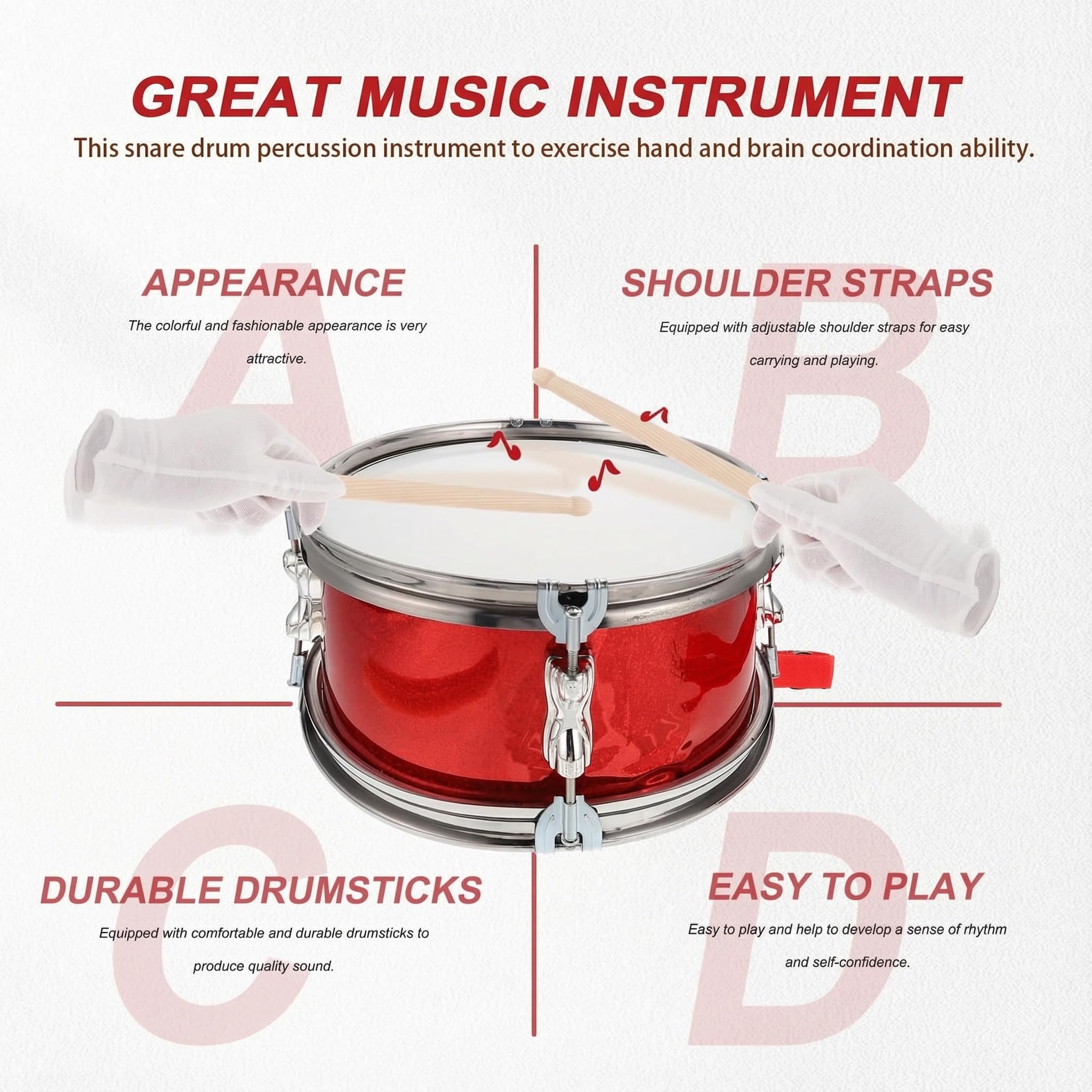 Snapklik.com : 11 Inch Marching Drum Set Snare Drums Orff Percussion ...