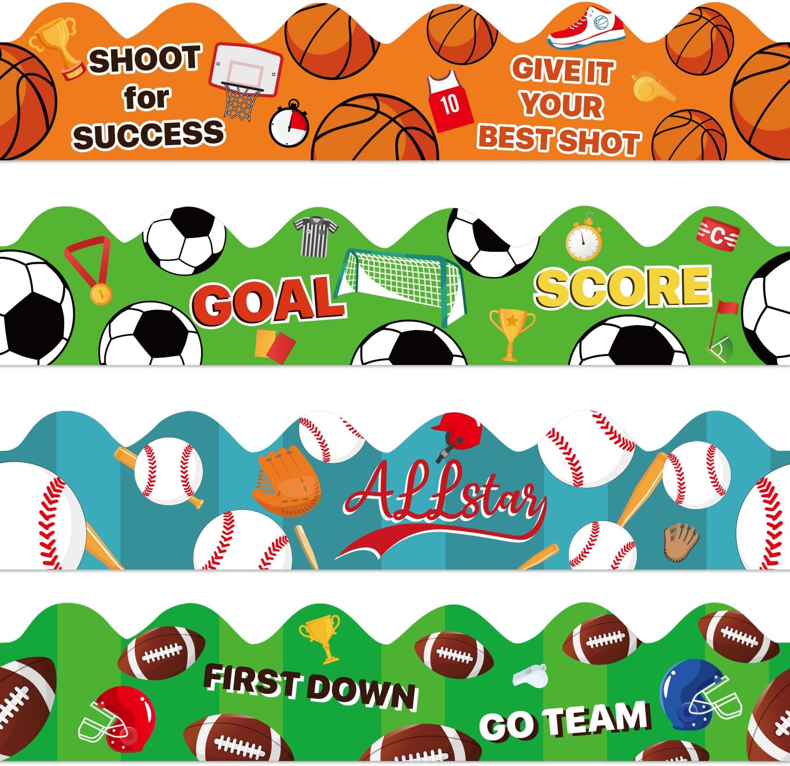 Amazon.com: 67ft Sport Bulletin Board Border Football Bulletin Trim ...