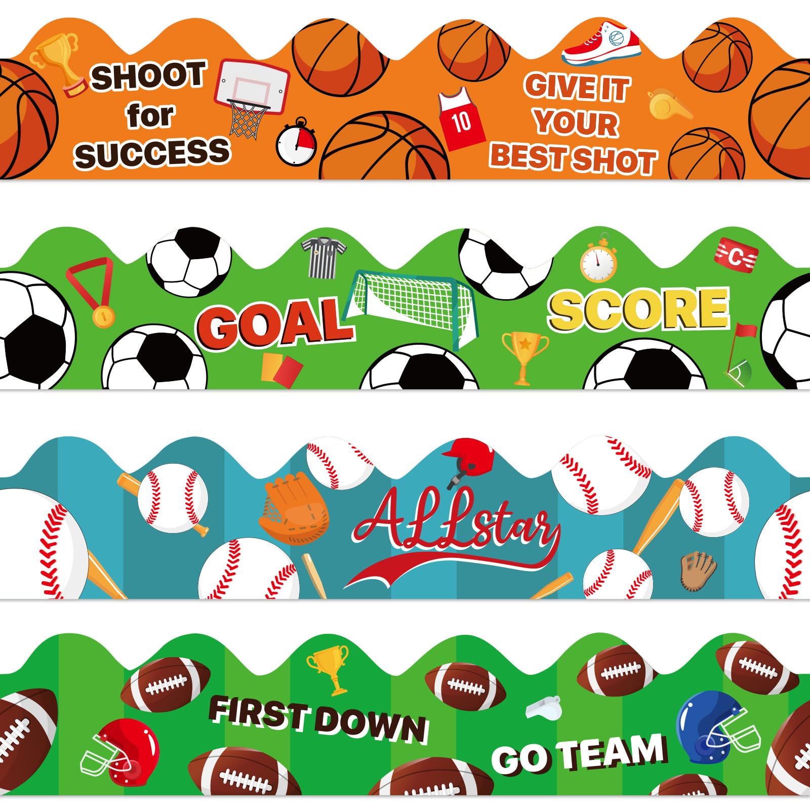 Classroom Sports Theme 69ft Sports Bulletin Board Border - Basketball ...