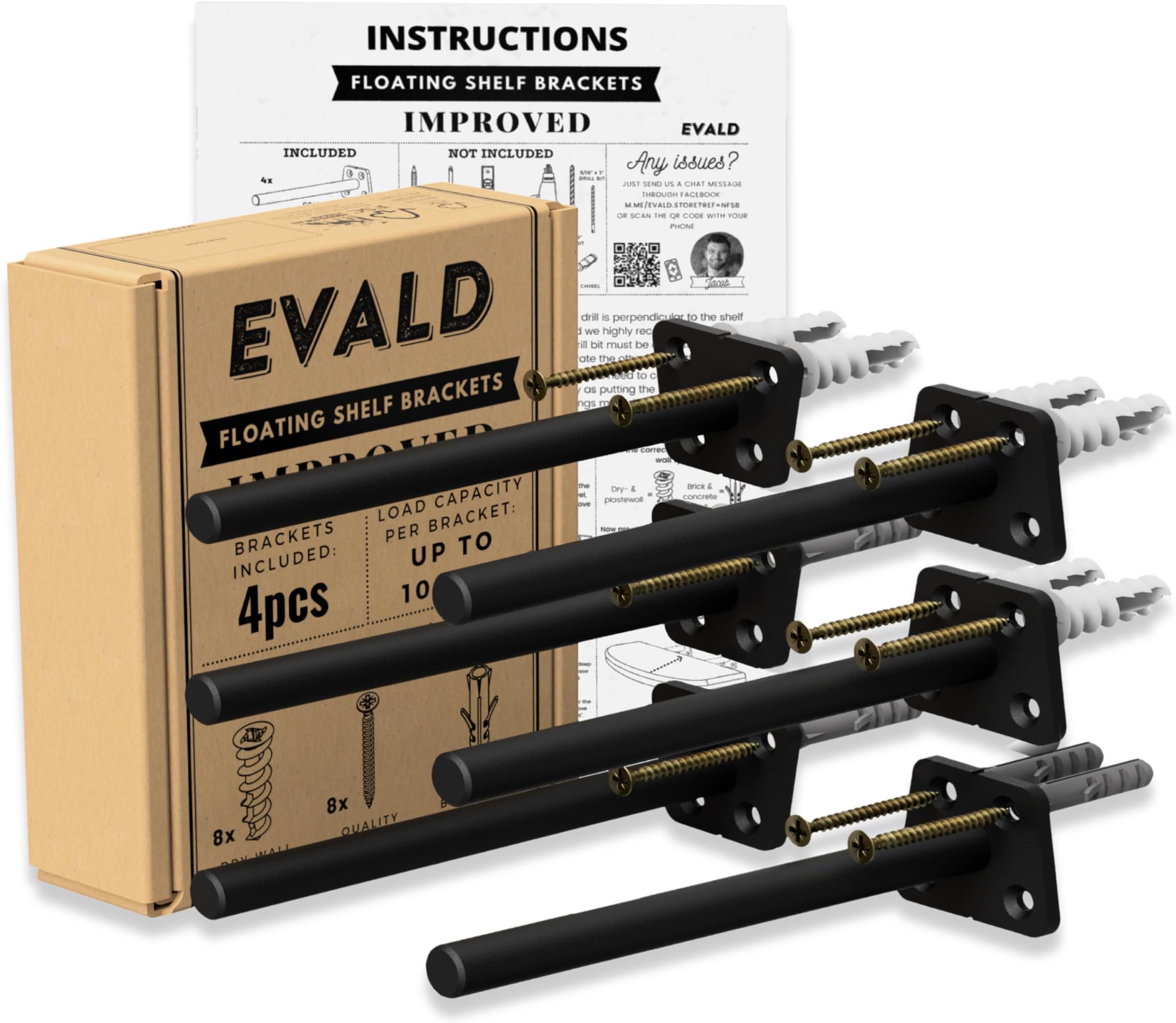 Amazon.com: EVALD Hidden Floating Shelf Bracket | 6-Inch Heavy Duty ...