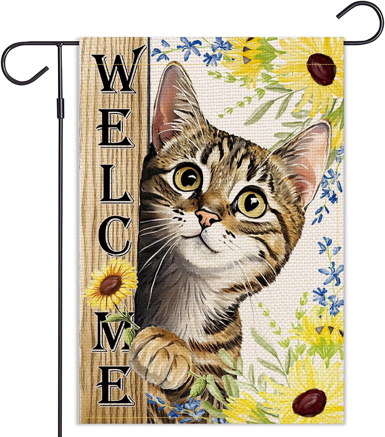 Amazon.com : Balgardekor Welcome Summer Garden Flag Cat Sunflower 12×18 ...