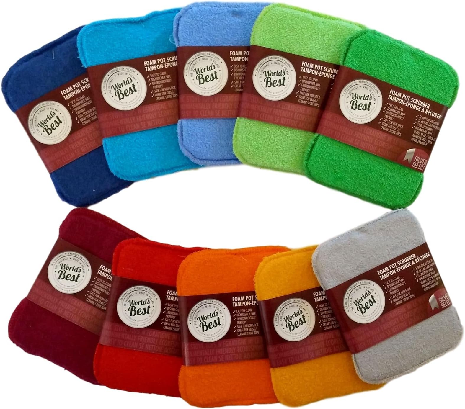 Amazon.com: World's Best Flat Pot Scrubbers. Dishwasher Safe. Assorted ...
