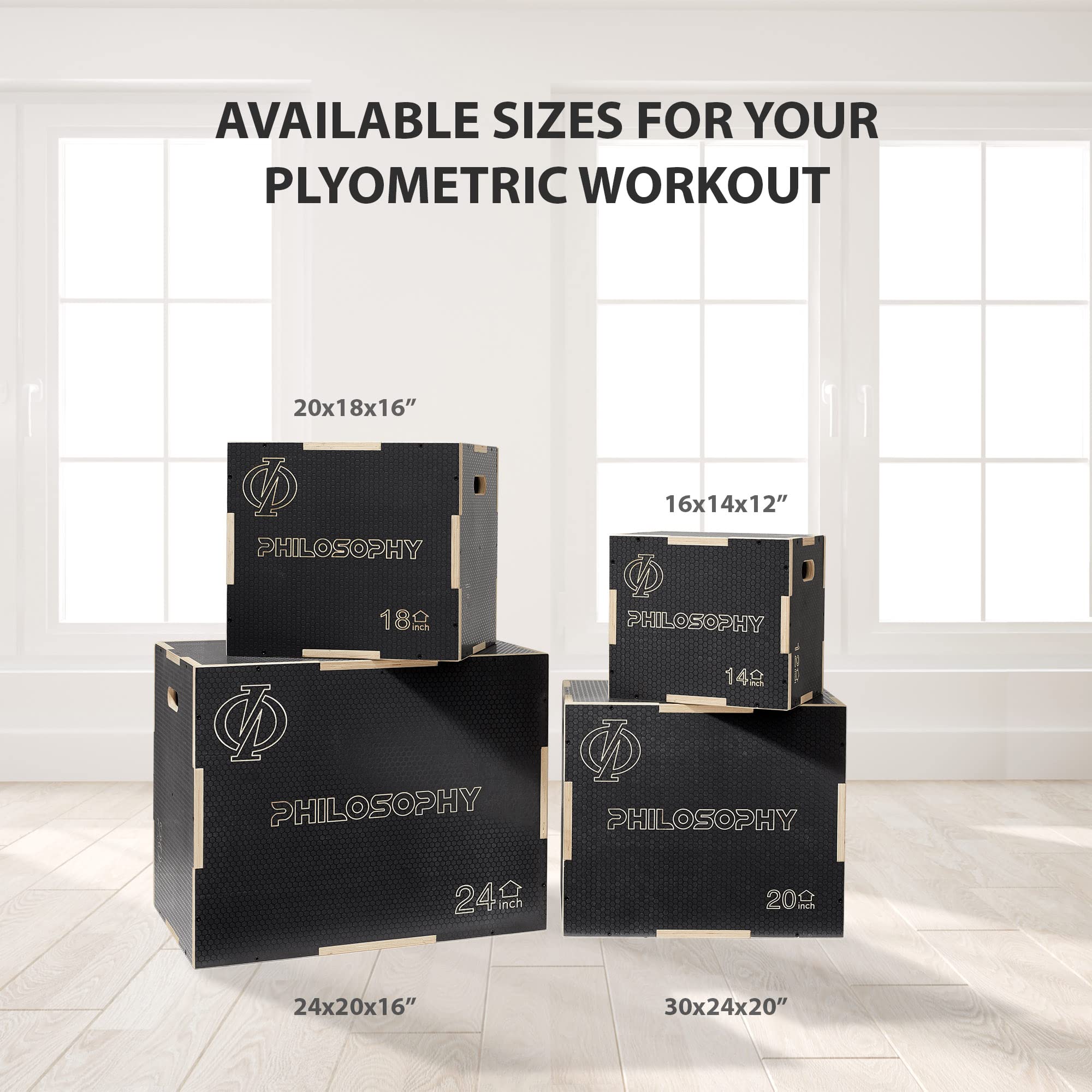 Snapklik.com : Philosophy Gym 3 In 1 Non-Slip Wood Plyo Box