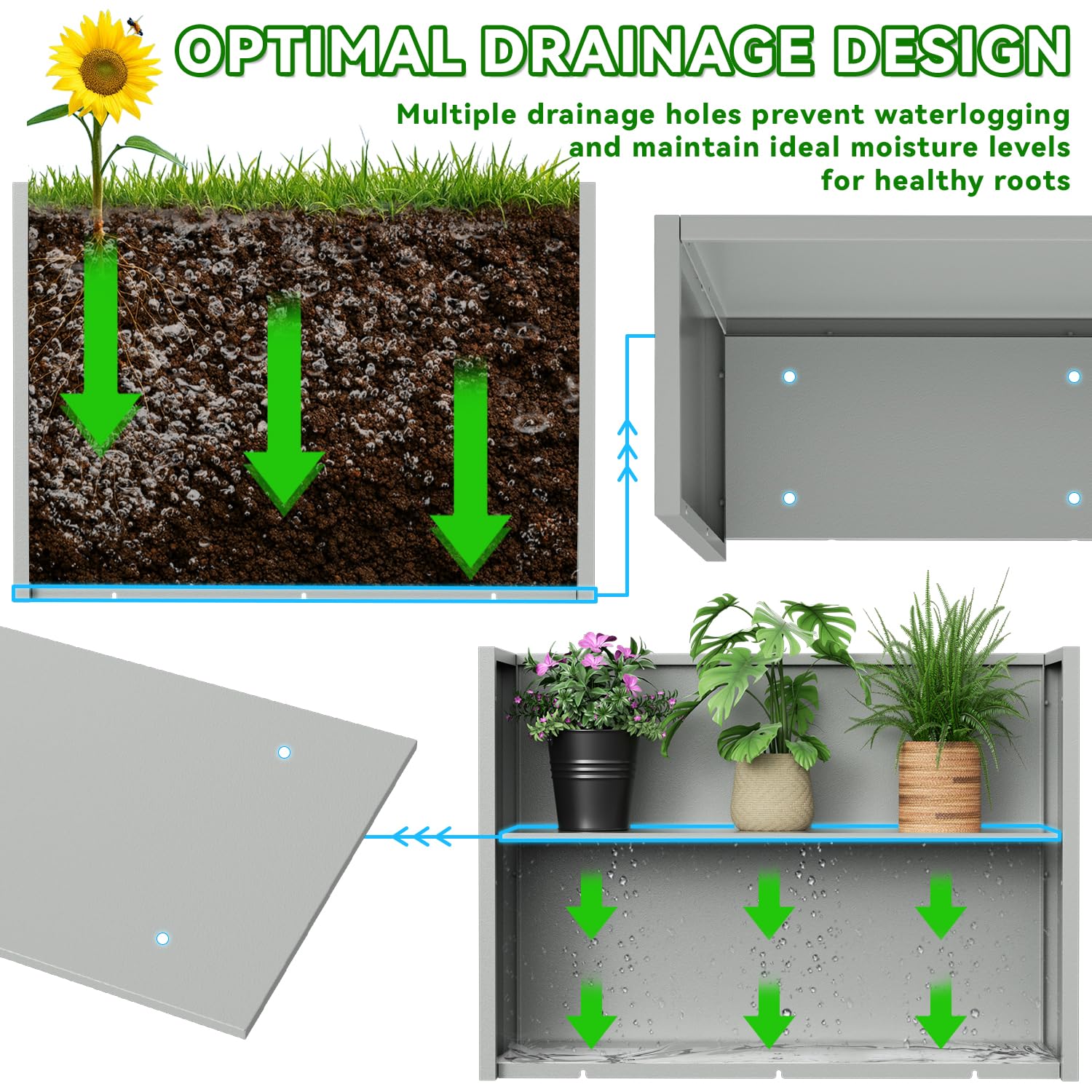 Snapklik.com : NUWJBYE Tall Metal Planter Box, 38" L X 10" W X 30" H ...