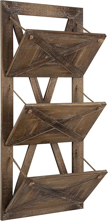 Amazon.com: Kate and Laurel Hardeman 3 Pocket Farmhouse Wood Hanging ...
