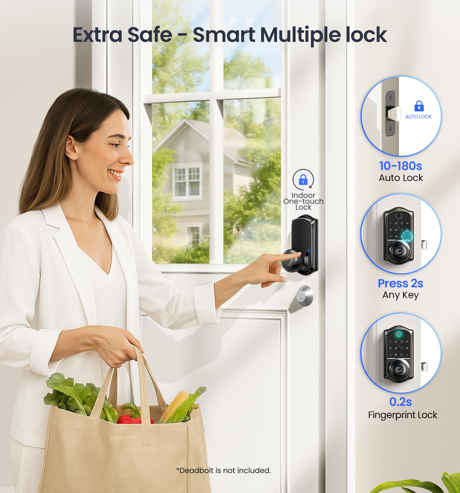 Snapklik.com : VE018 Smart Knob Handle Lock - Fingerprint, App Control ...