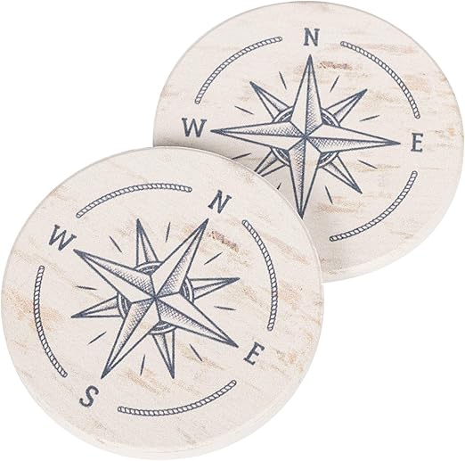 Amazon.com | Vintage Compass Rose Blue Whitewash Look 2.75 x 2.75 ...