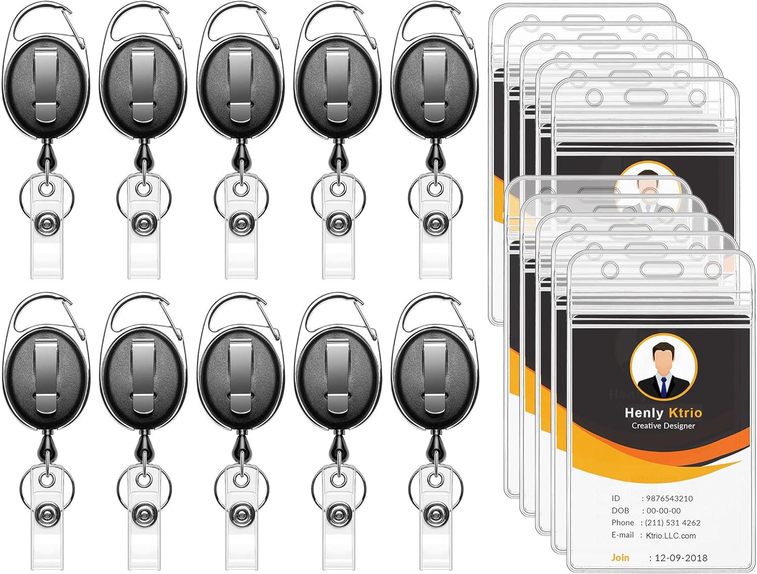 Amazon.com : KTRIO ID Badge Holders with Clip Badge Reels - Vertical ...