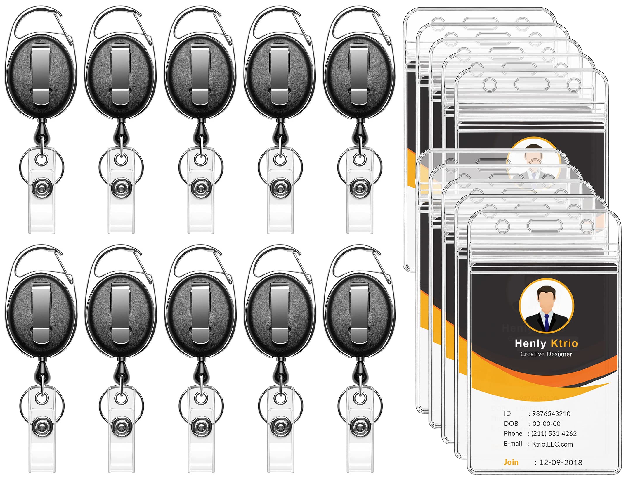 Amazon.com : KTRIO 10 Pack Retractable ID Badge Holder with Clip Badge ...