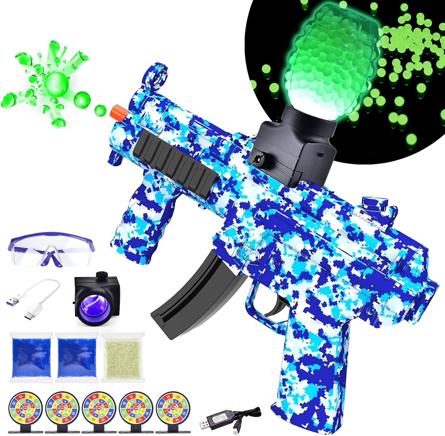 Amazon.com: TANSAR Gel Ball Blaster Gun Glow in The Dark Splatter ...