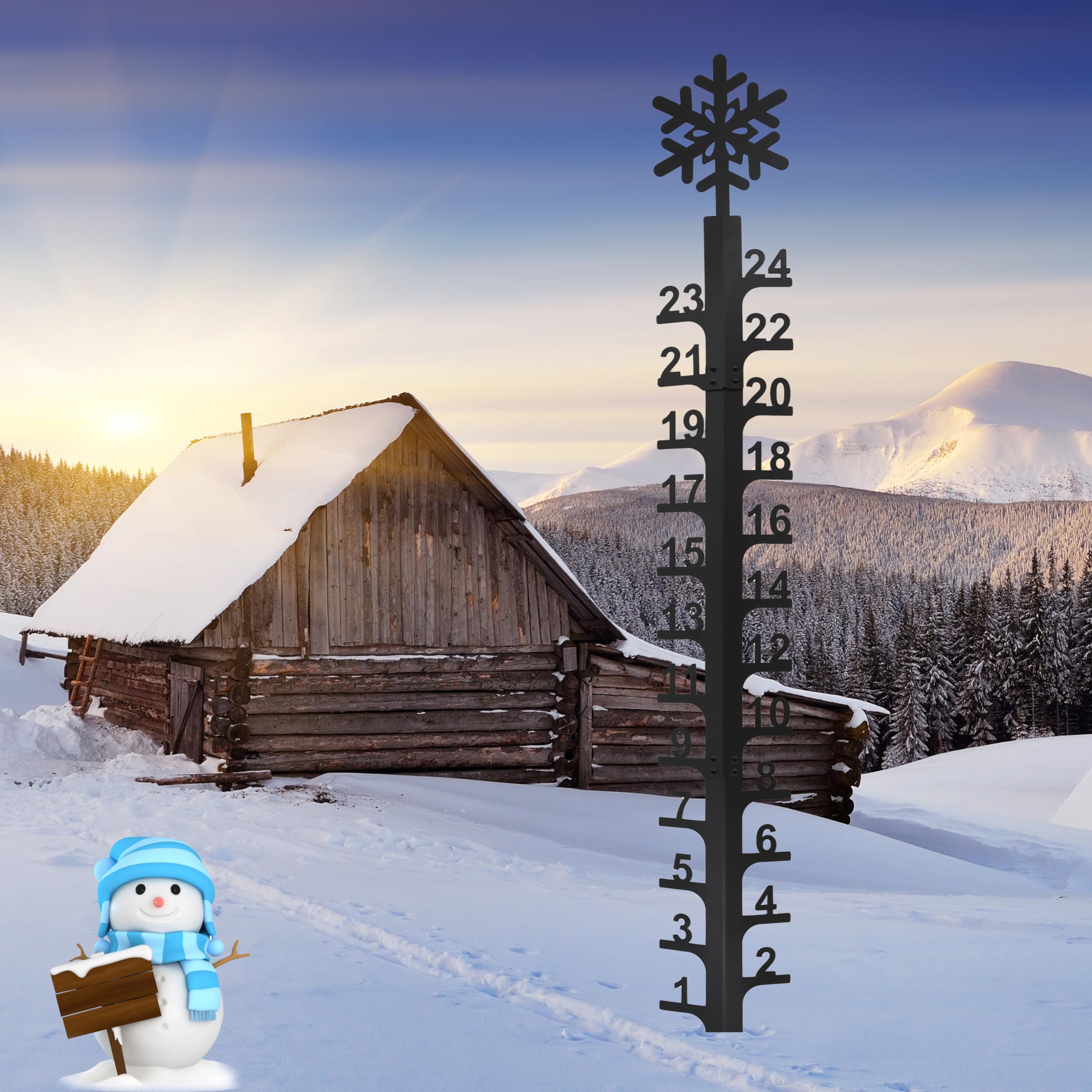 Amazon.com : ZERUIDM Iron Art Snow Gauge Outdoor, 24 Inch Metal ...