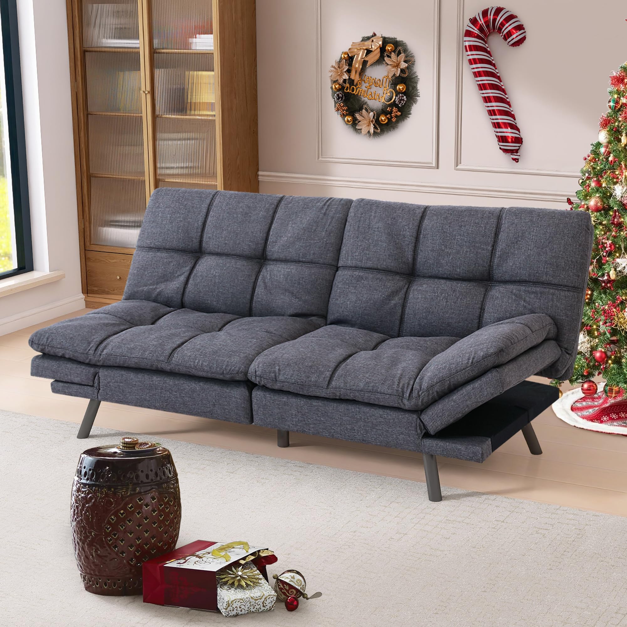 Amazon.com: Cozysnooze Convertible Futon Sofa Bed Couch,Linen Fabric ...