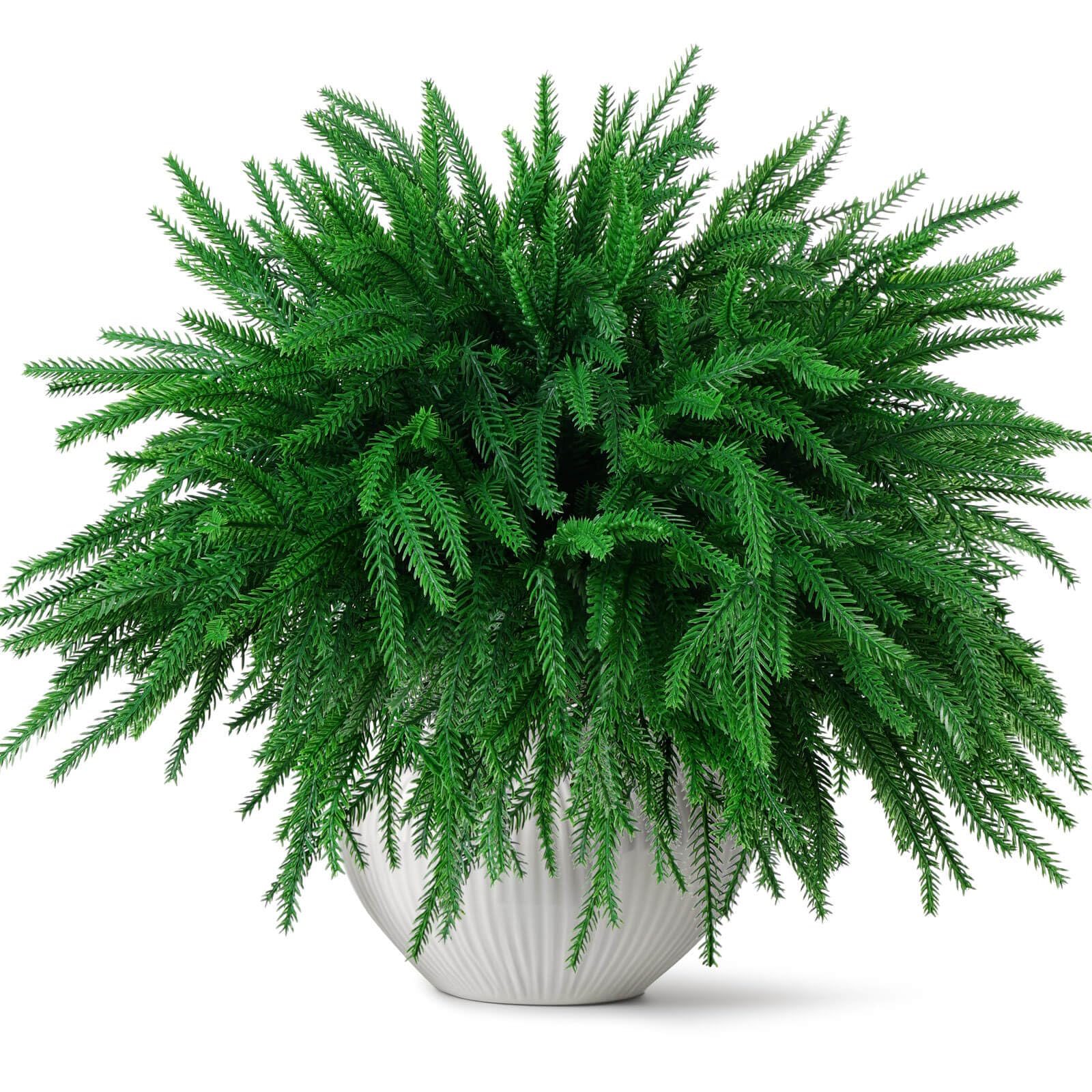 Amazon.com: Caffox 16 Pcs Christmas Norfolk Pine Stems, 18" Artificial ...