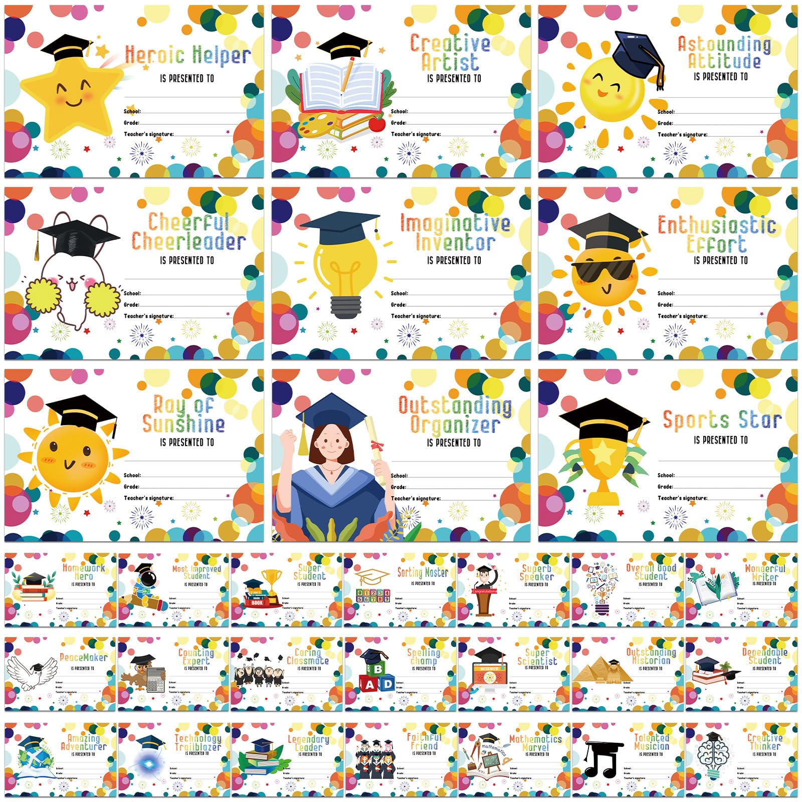 Hydren 30 Pcs End Of School Year Superlatives Certificates Kindergarten ...