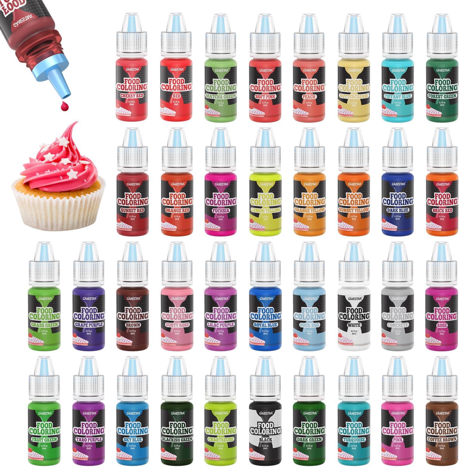 Amazon.com : Cakestar Food Coloring Liquid, 36 Vibrant Food Coloring ...