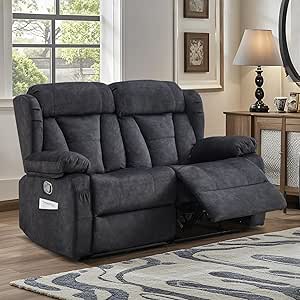 Amazon.com: DUNELLA Home Theater Seating Love Seat Recliner, Manual ...