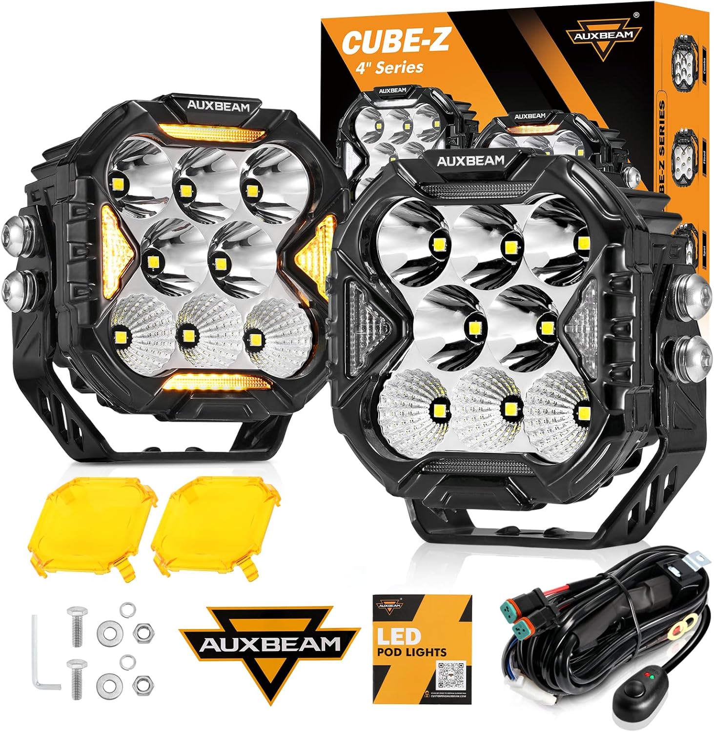 Amazon.com: Auxbeam 4 Inch LED Driving Light, CUBE-Z Series 112W Cube ...