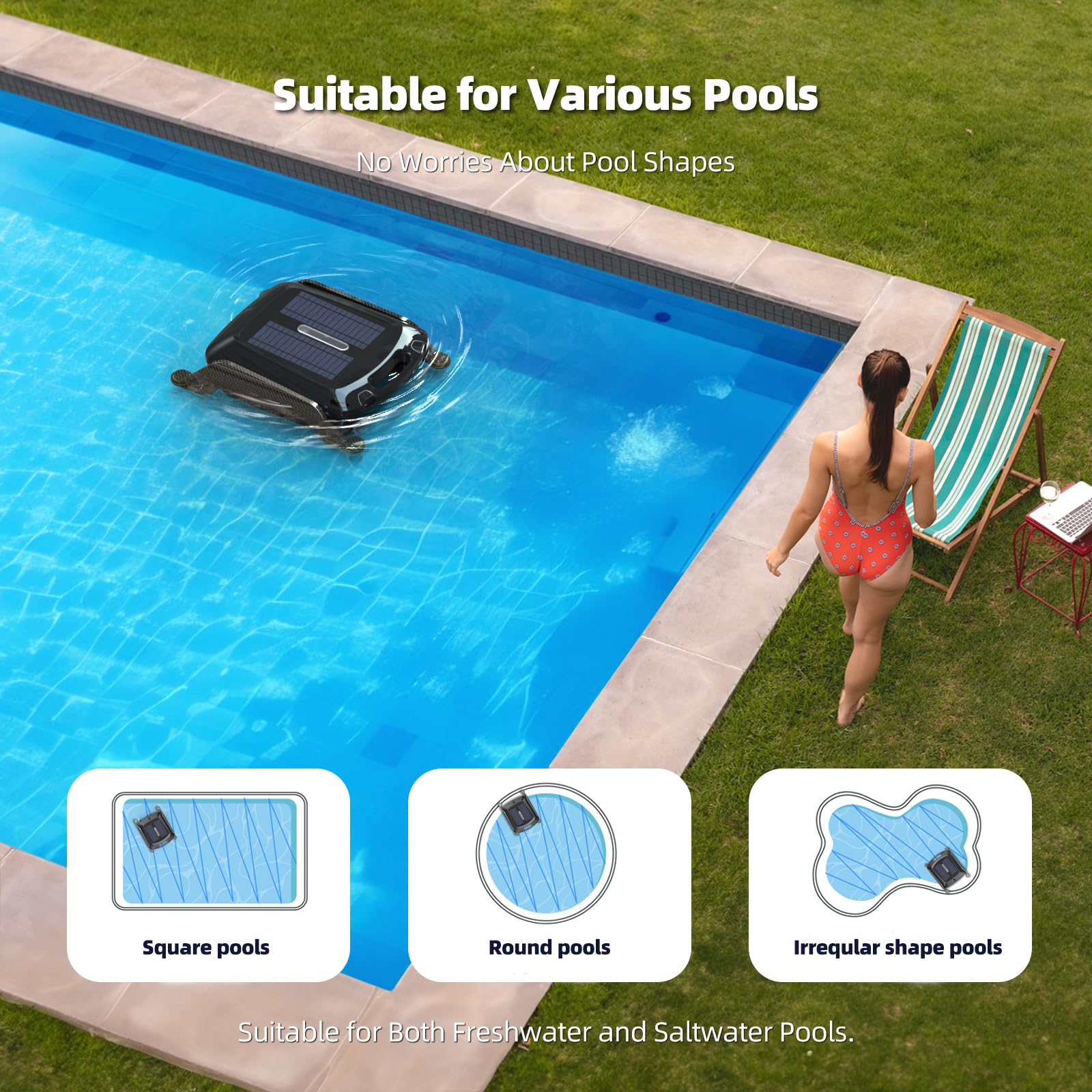 Snapklik.com : Automatic Solar Pool Skimmer Robot: 27/4 Full Day ...