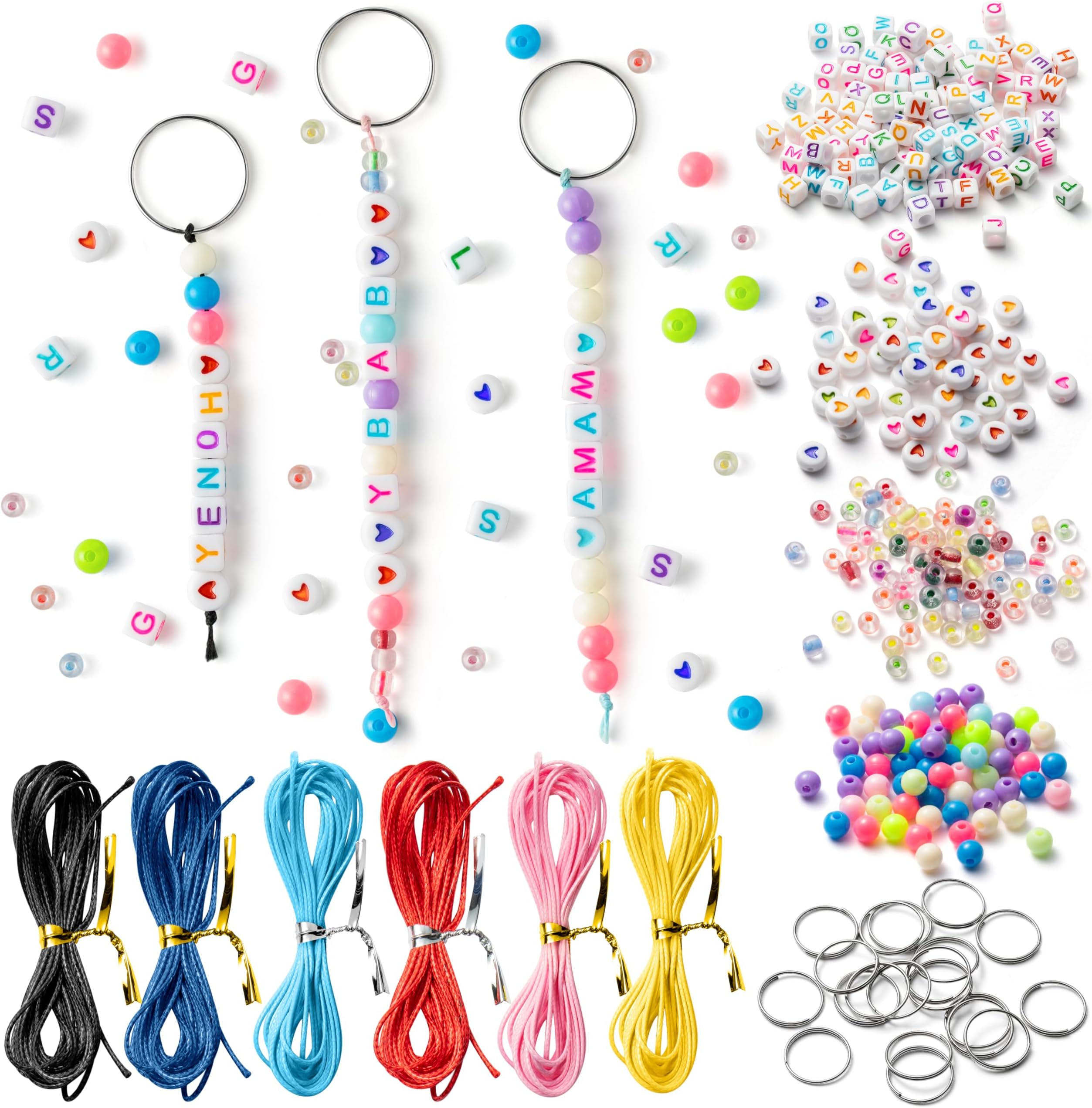 Amazon.com: WATINC 286Pcs DIY Keychain Making Craft Kits,Beads for ...