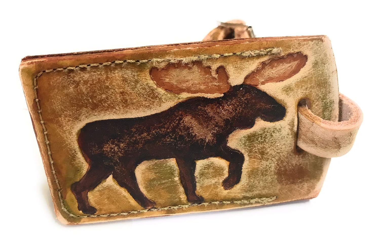 Amazon.com: Rustic Moose Leather Luggage Tag : Handmade Products
