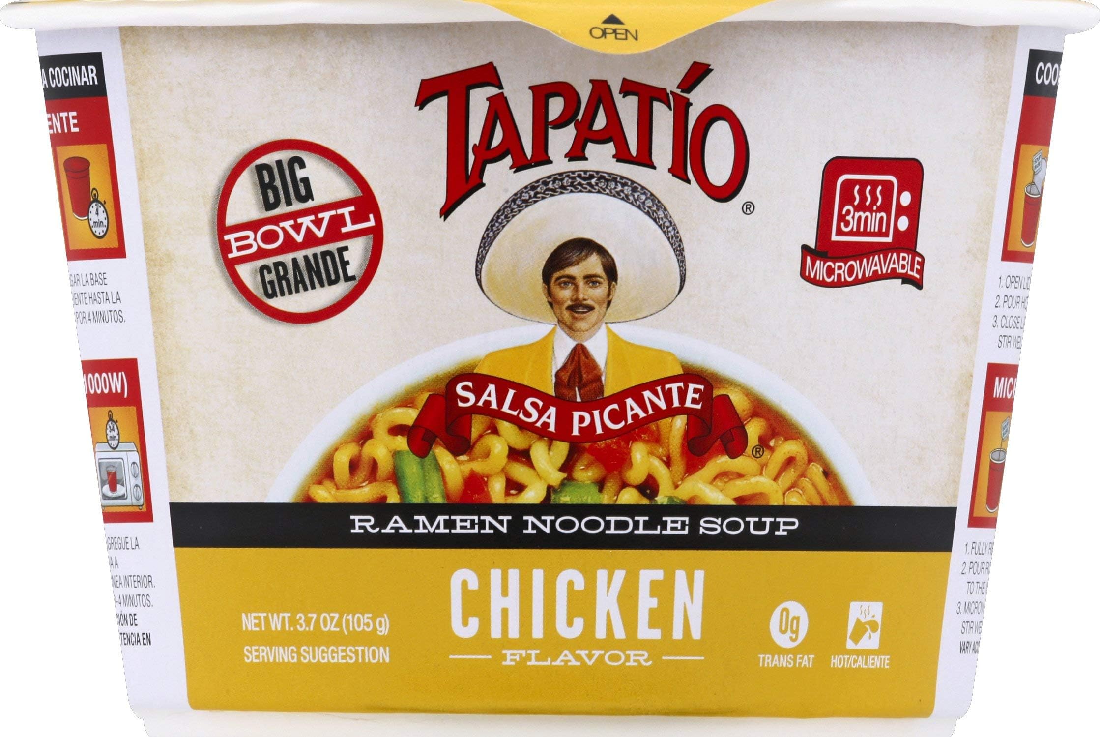 Amazon.com: Tapatio Ramen Noodle Bowl 105g, Chicken Flavor (Bulk Case ...
