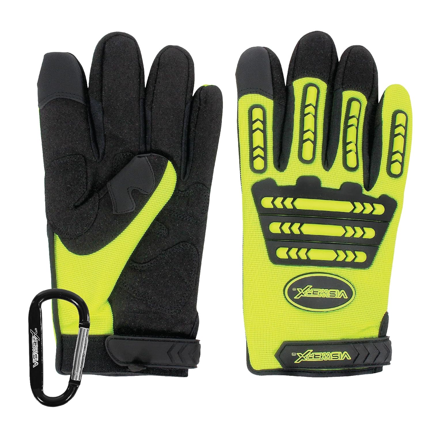 VISWERX Hi-Vis Mechanic Gloves - Adjustable Wrist & Knuckle Guards ...