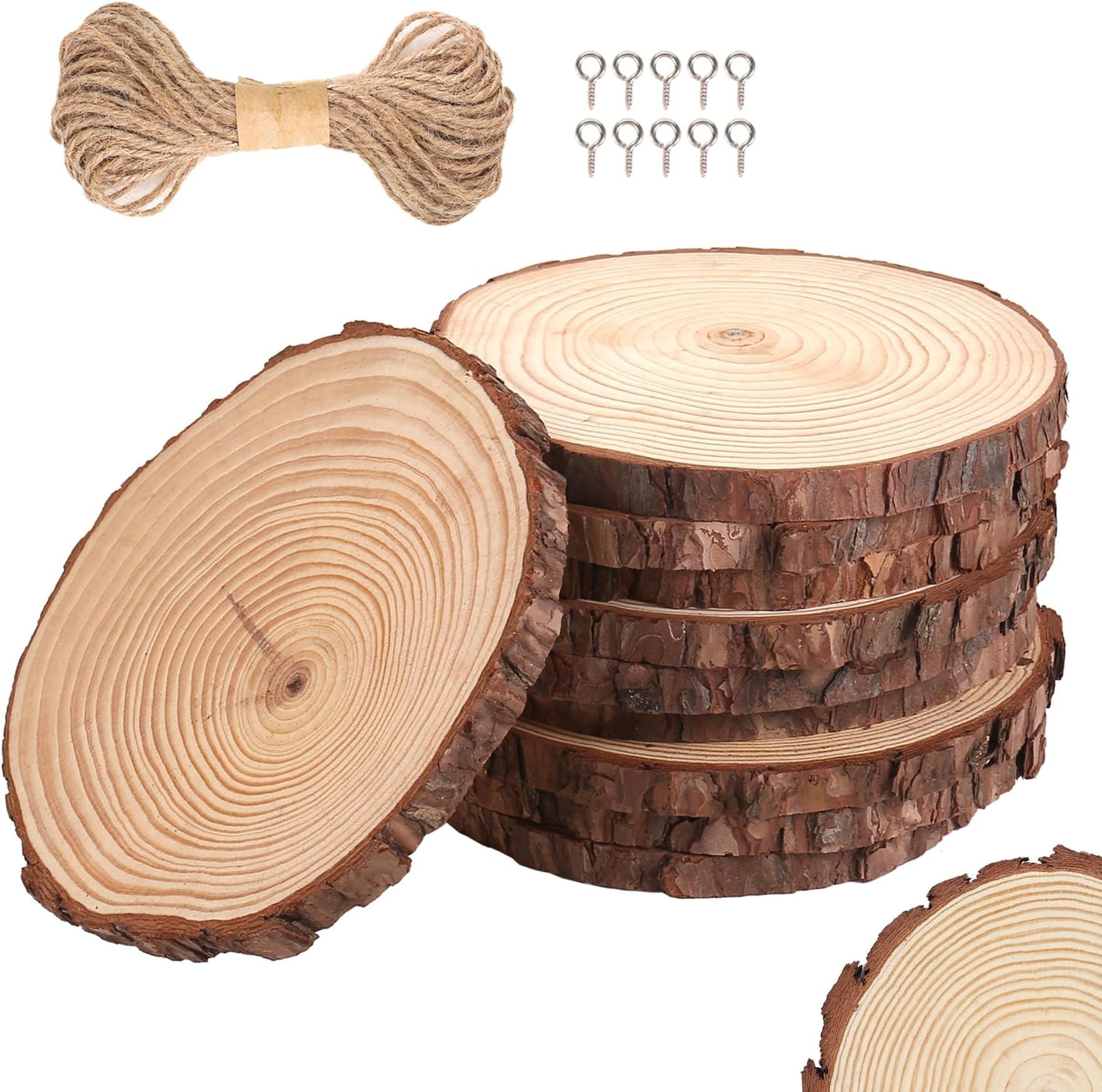 Amazon.com: PINGEUI 10 Piece 7-8 Inch Natural Wood Slices, Unfinished ...