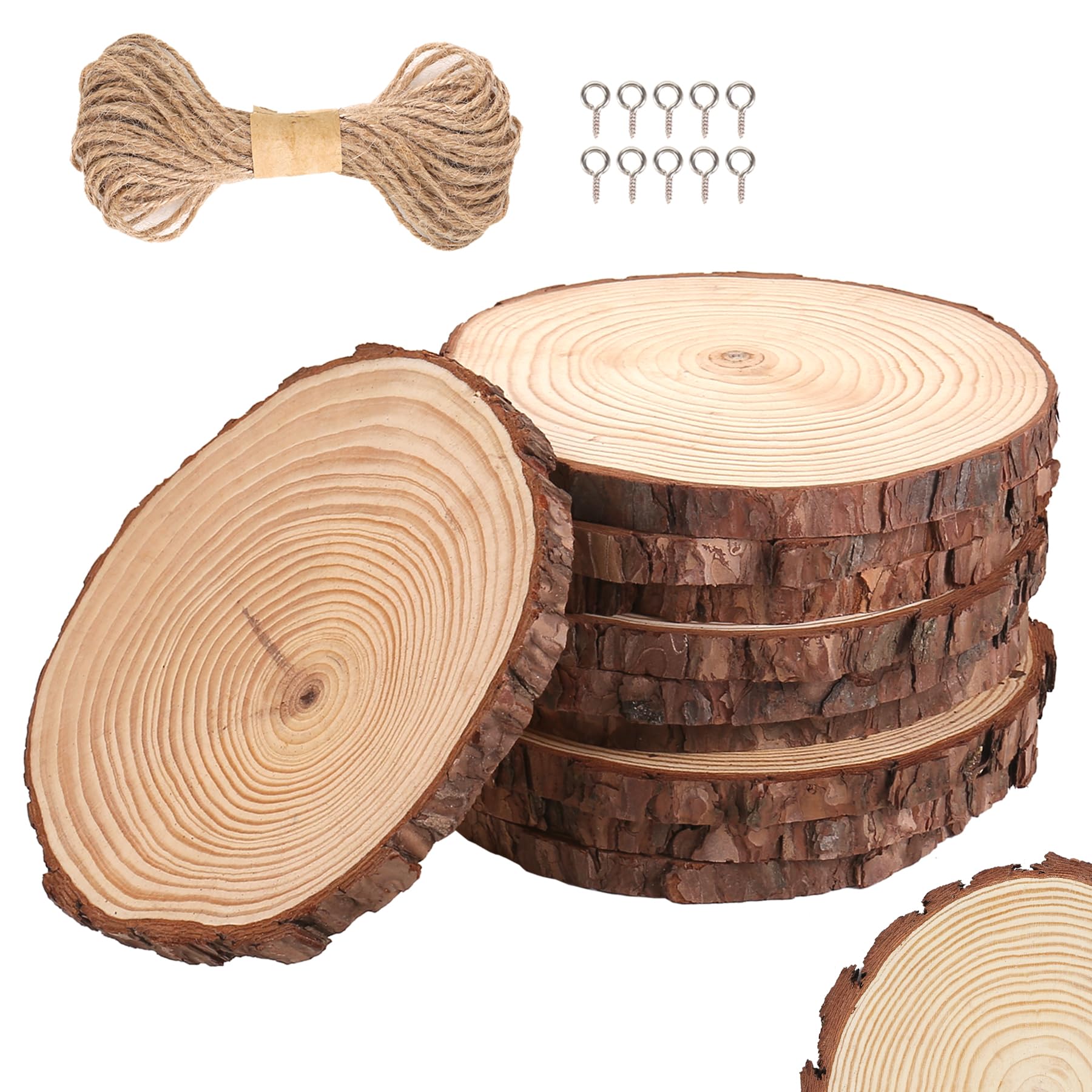 Snapklik.com : Set Of 10 Wood Slices For Centerpieces 7-8 Inch, Natural ...