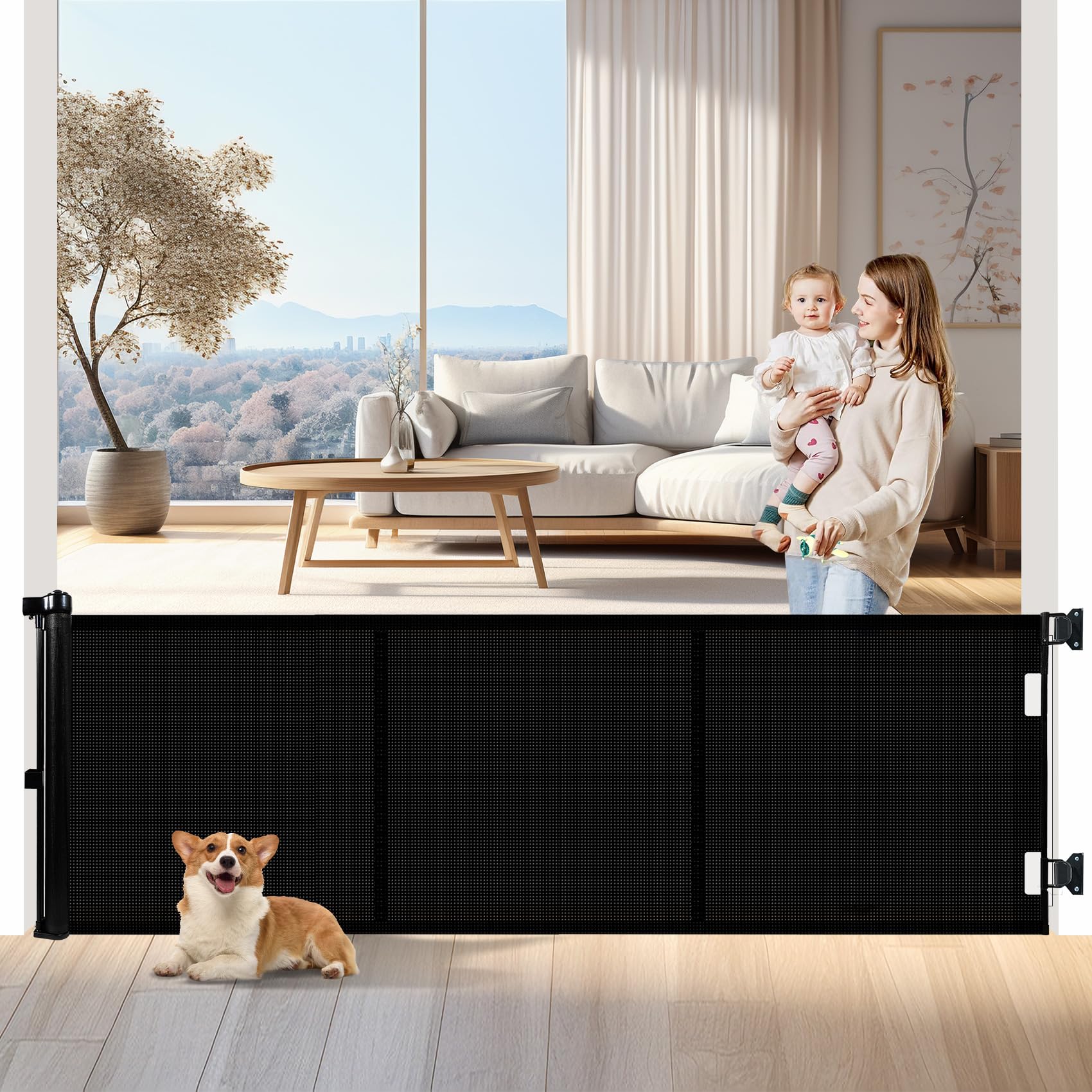 Snapklik.com : Miumoon Upgrade 200 Inch Retractable Baby Gates Extra Wide