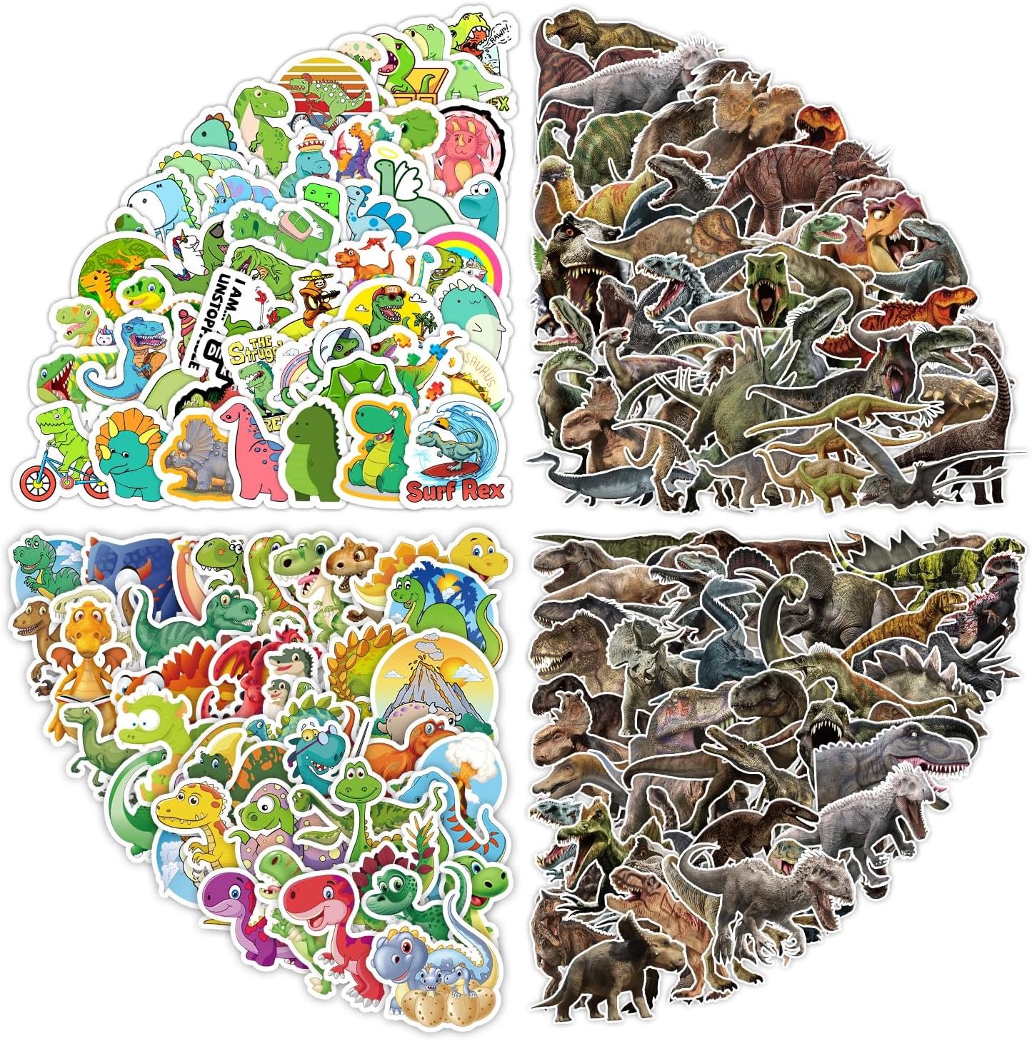 Amazon.com: 200PCS Dinosaur Stickers, 100pcs Cute Cartoon Dinosaur ...