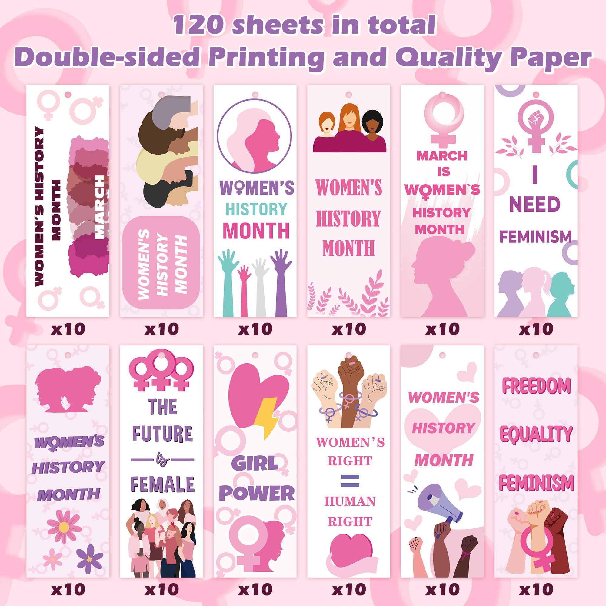 Snapklik.com : 120pcs Womens History Month Bookmarks, I Need Feminism ...