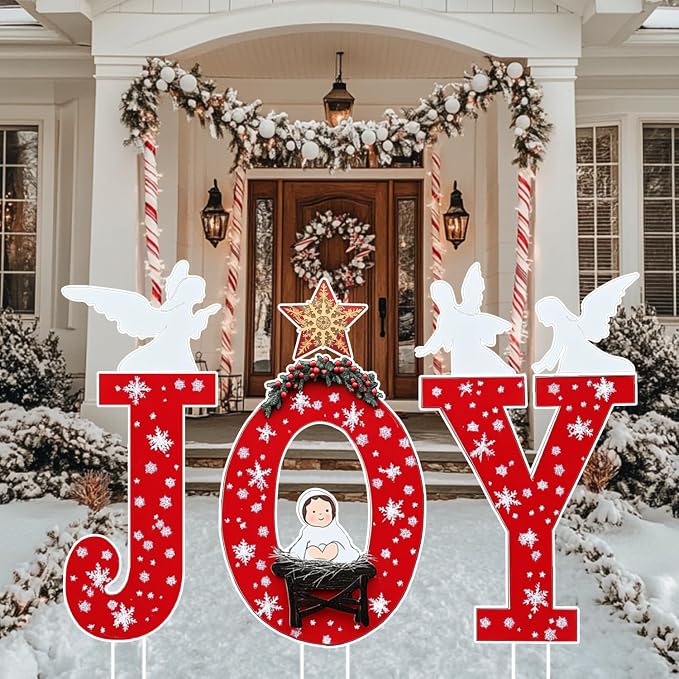 Amazon.com : Joy Christmas Decorations Outdoor Yard, 7 PCS Joy Sign ...