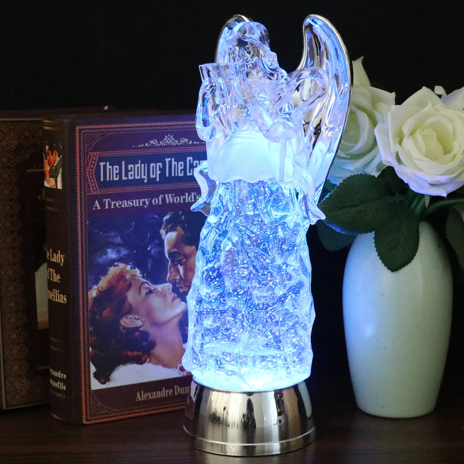 Snapklik.com : Eldnacele Snow Globe Angel, Lighted Water Glittering ...