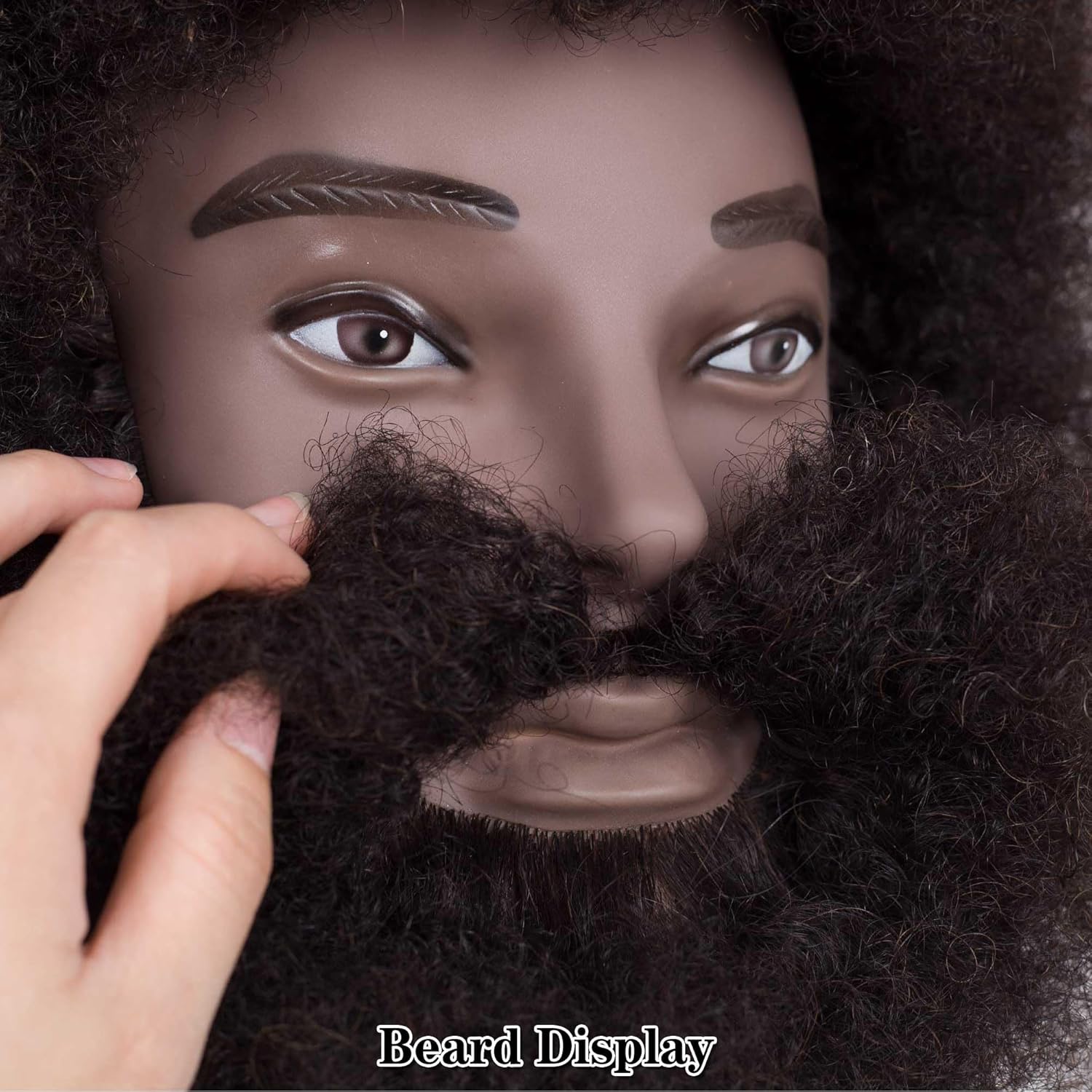 8″Afro Male Mannequin Head with Beard 100% Human Hair 4A Type for ...