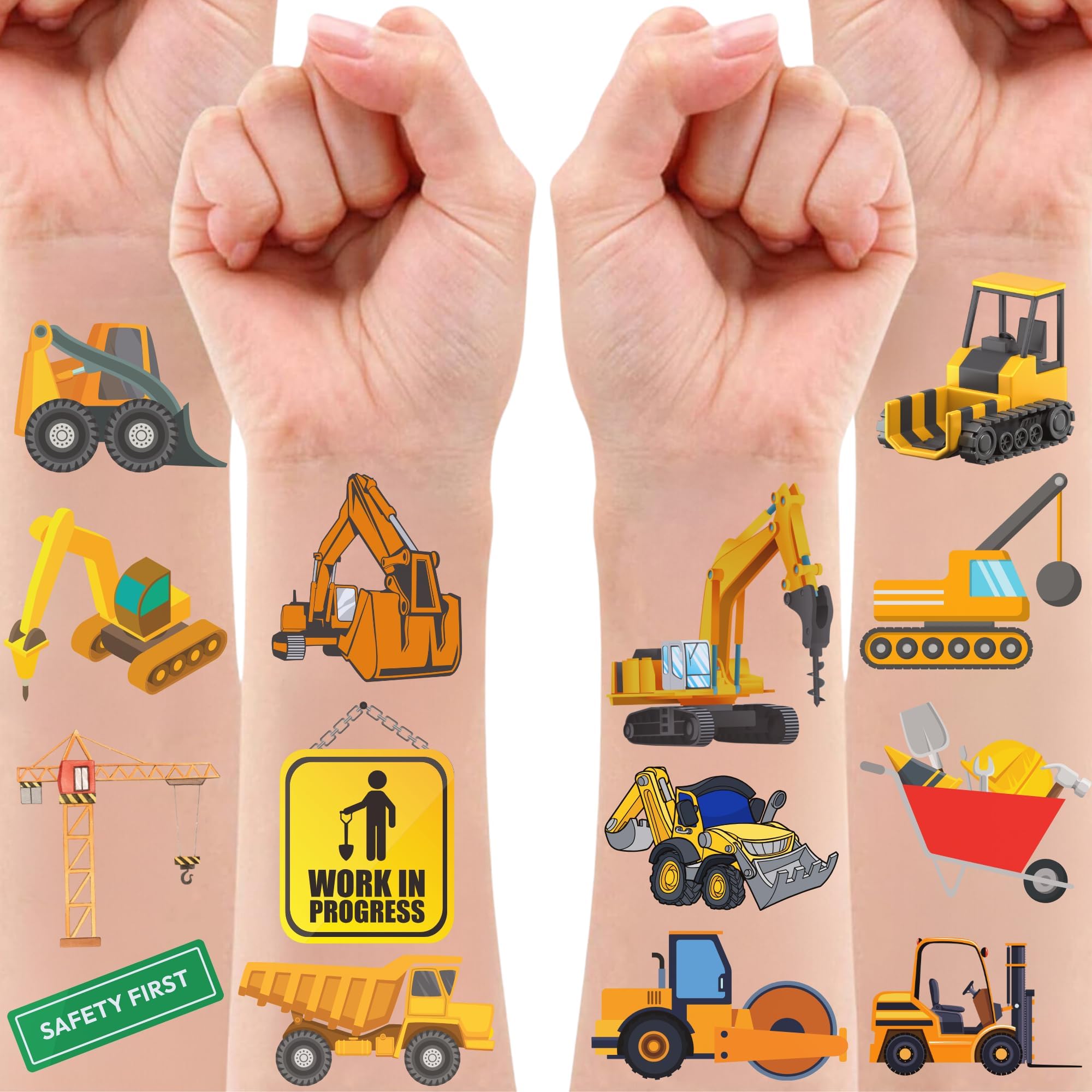 Amazon.com : Construction Tattoos Temporary For Kids Decorations ...