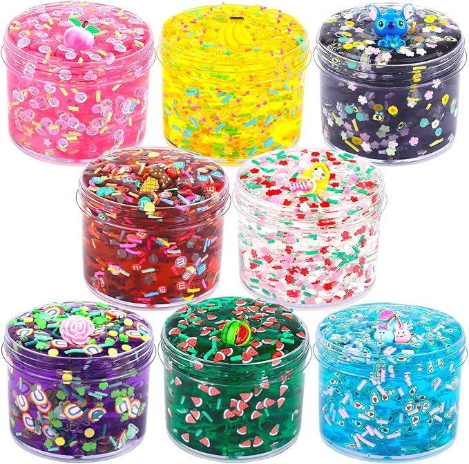 Amazon.com: 8 Pack Jelly Cubes Slime Kit,Non Sticky,Super Soft Sludge ...