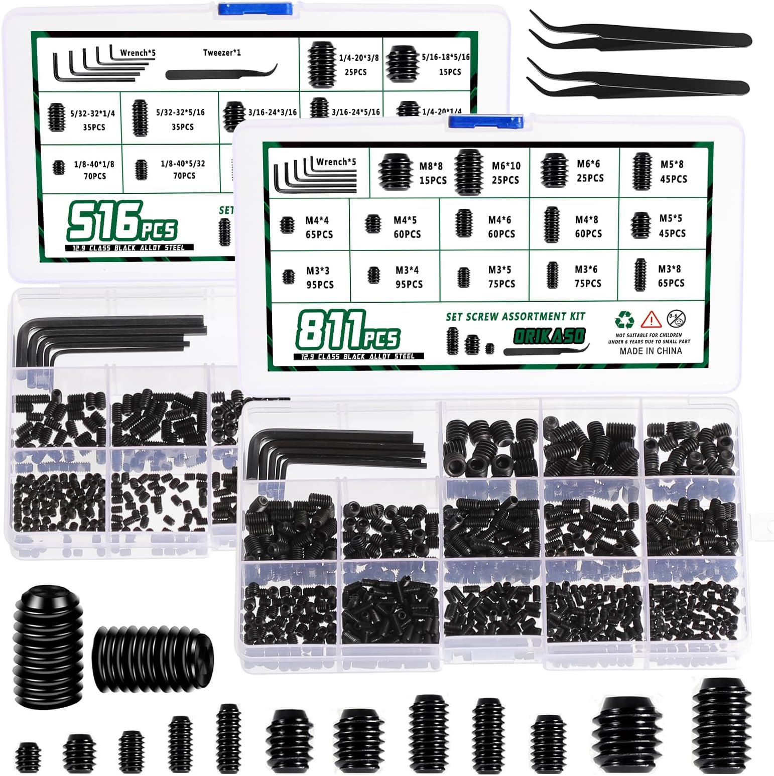 Amazon.com: Fine Thread Set Screw Assortment Kit (1/4" - 1/2 ...