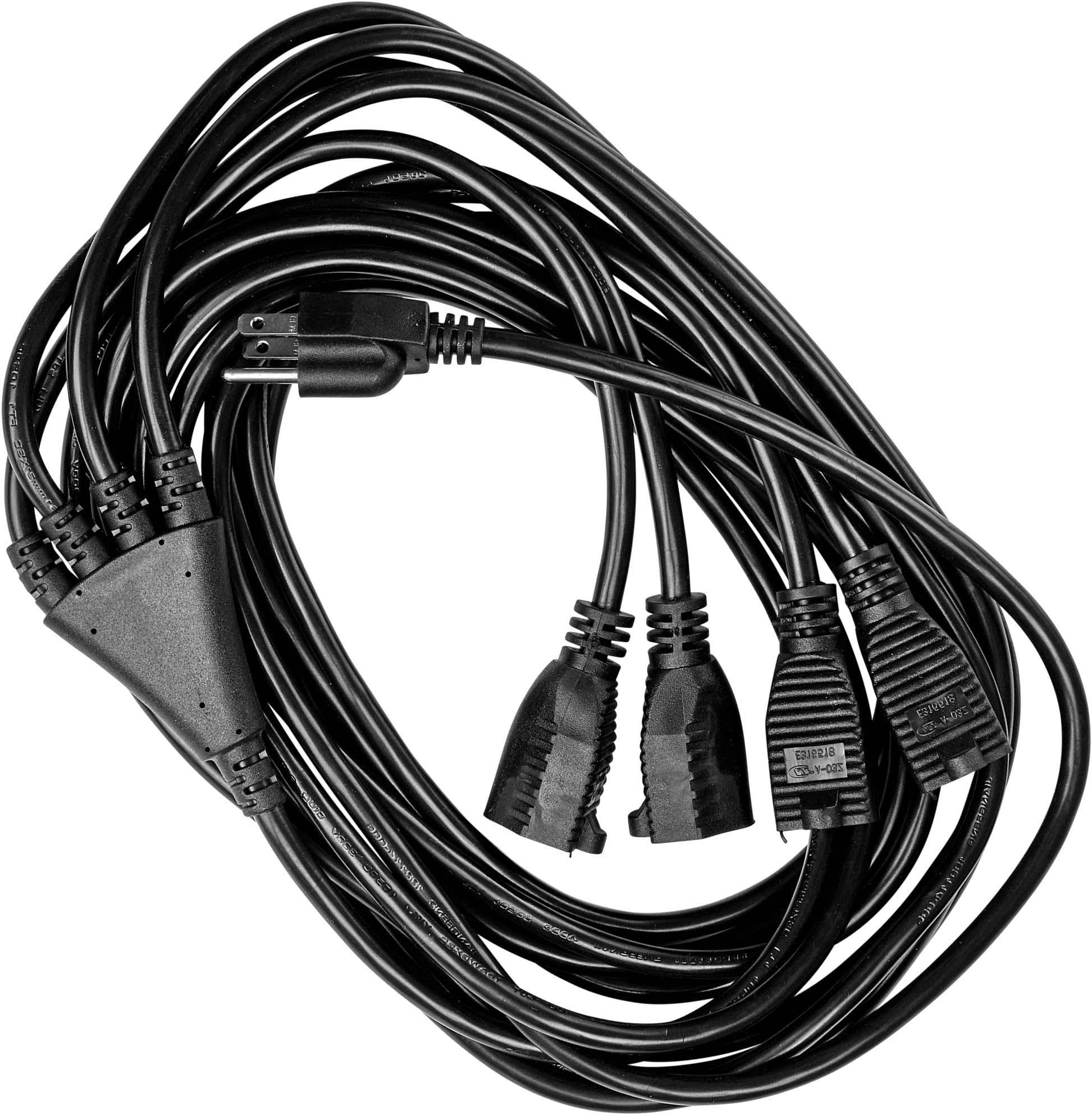 Amazon.com: 4 Way Power Cord Splitter Cable-3 Prong 1 to 4 Extension ...