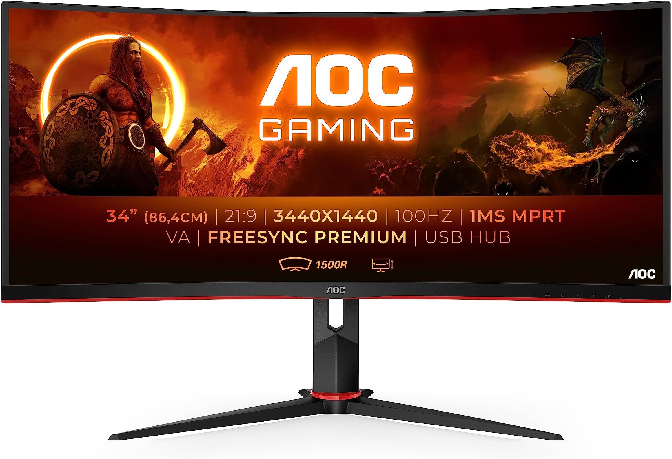 AOC Gaming CU34G2 - 34 Zoll WQHD Curved Monitor, 100 Hz, 1ms, FreeSync ...