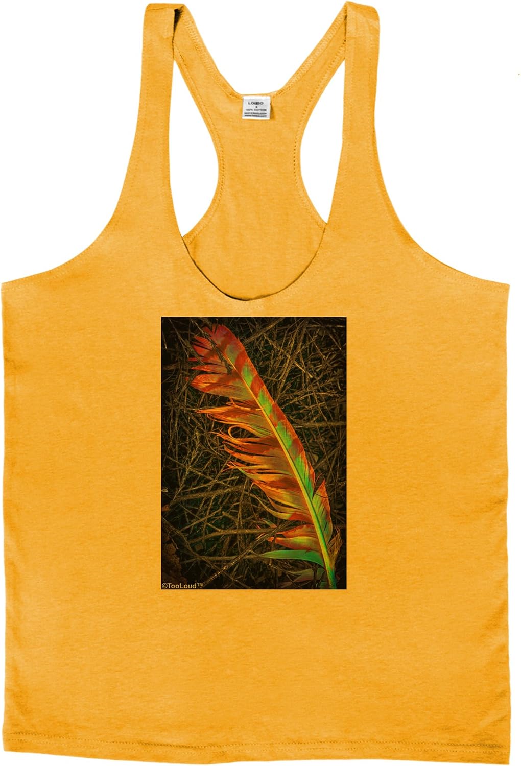 TooLoud Rainbow Feather Mens String Tank Top - Gold - Small at Amazon ...