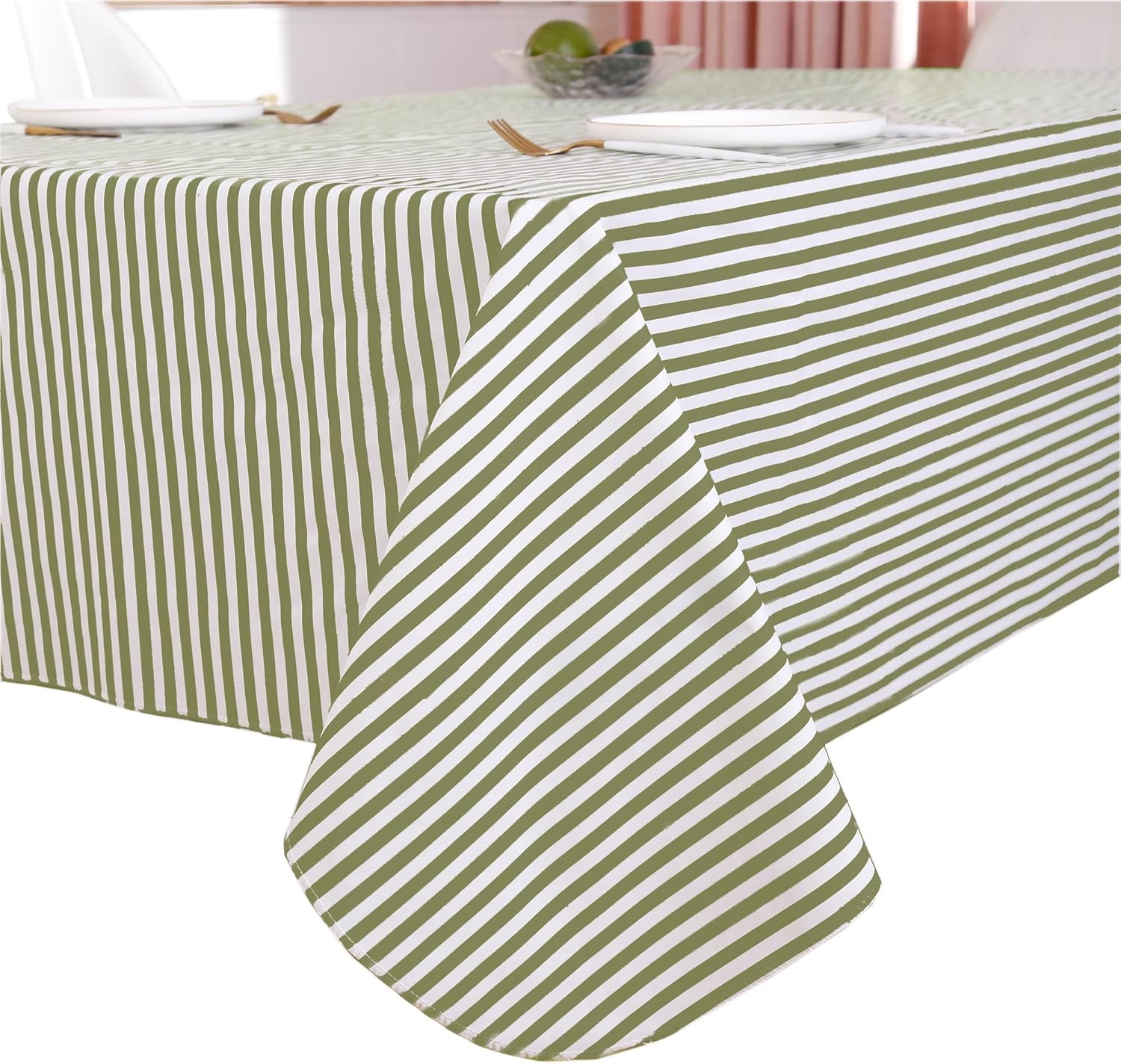 Heavy Duty Vinyl Tablecloth with Flannel Backing Waterproof Oil-Proof ...