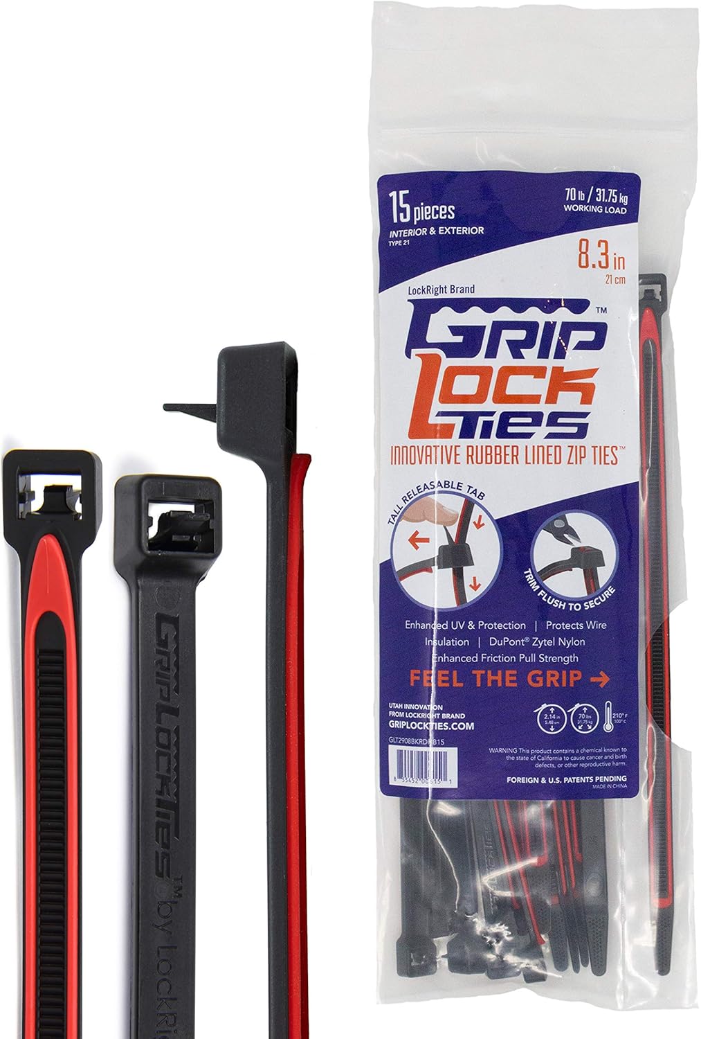Amazon.com: Rubber Lined, Releasable, Heavy-Duty Zip Ties, UV Rated, 8 ...