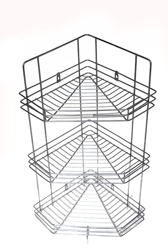 BE MALL Stainless Steel Corner Rack Shelf - Wall Mount Corner Stand for ...