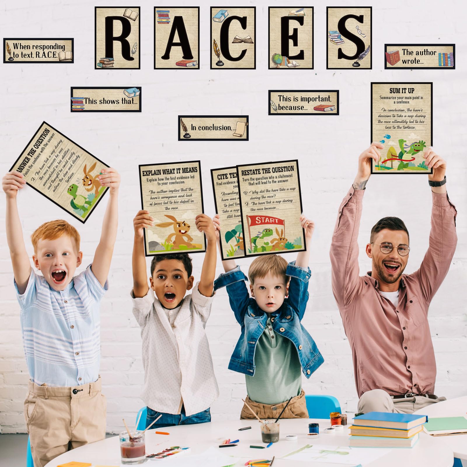 Reading Posters For Classroom RACE Writing Strategy Bulletin Board Set ...