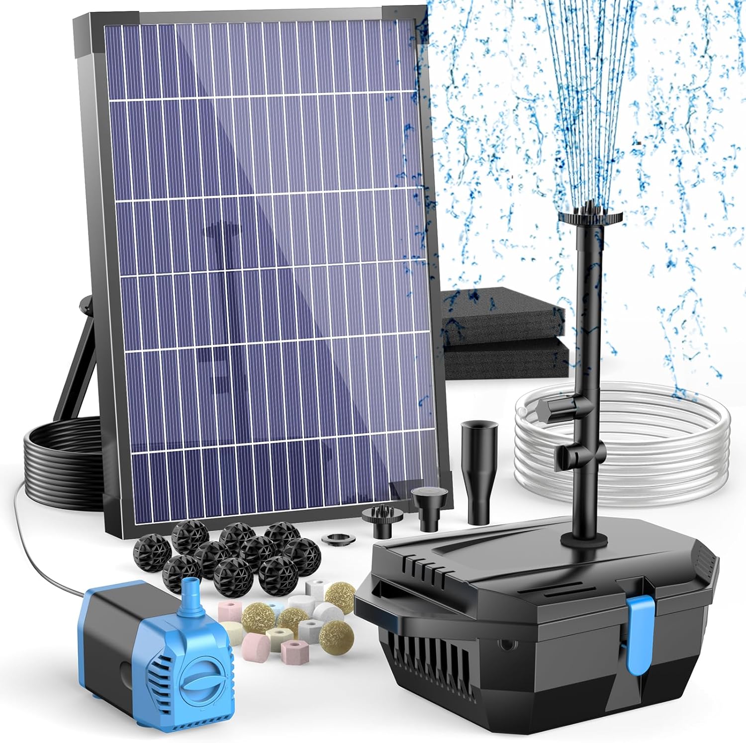 Amazon.com : Antfraer Solar Fountain Pump with Pond Filter Kit, 12W Solar Pond Pump with Pond ...