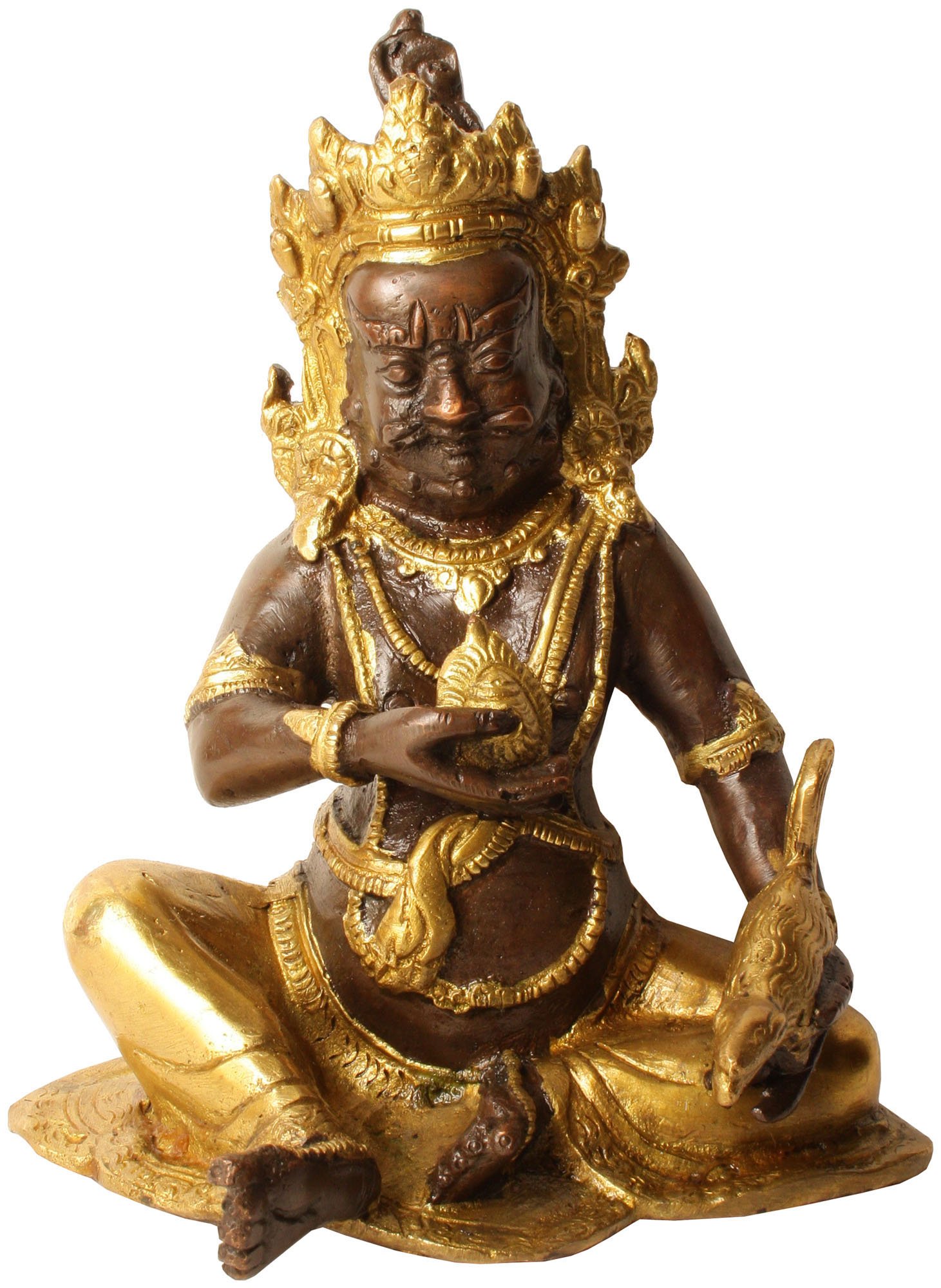 Amazon.com: Kubera with Jewel and Nakula (Mongoose) - Brass Statue ...