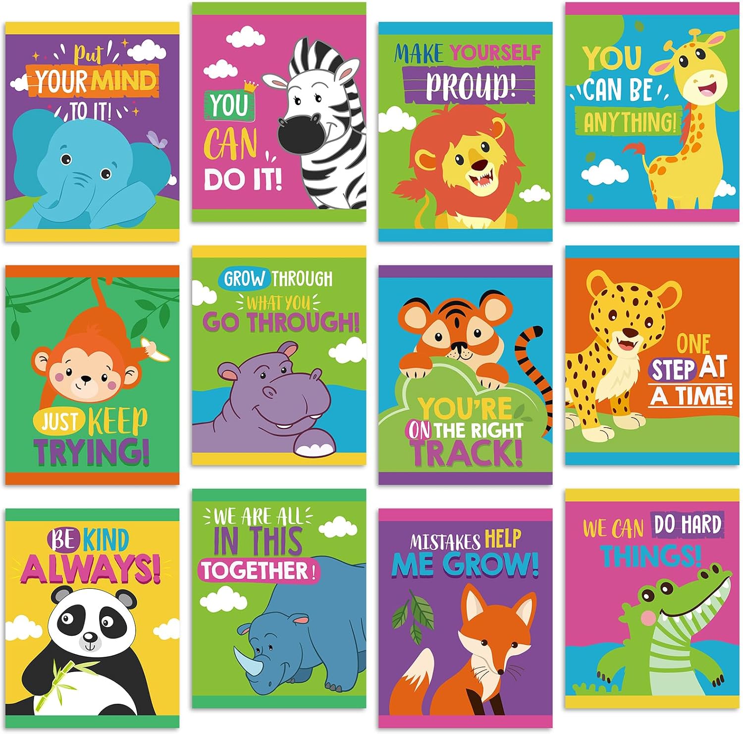 Amazon.com : Harloon 12 Pcs Jungle Classroom Posters Inspirational ...